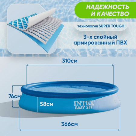 INTEX бассейн каркасный BASEYN стойка бассейн    366×76