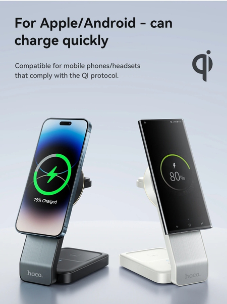 Hoco CQ3 Док-станция 3 в 1 Magnetic 30W iPhone 12 до 15 iWatch AirPods