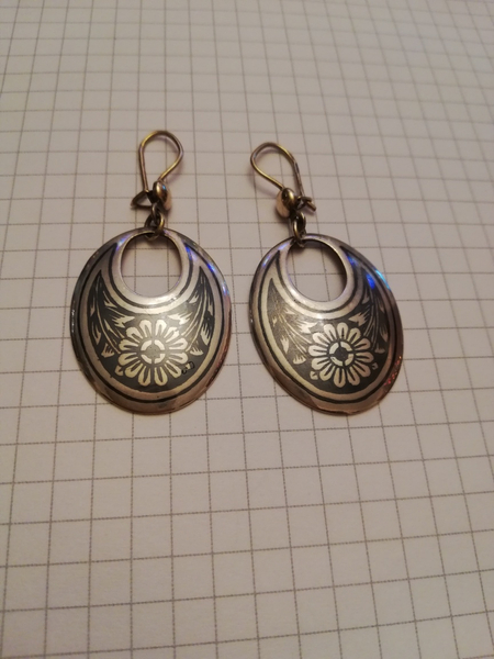 Серьги, серебро. Северная чернь.