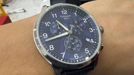 Tissot Chrono XL Classic 45mm Swiss Qaurtz Blue Dial Brown strap