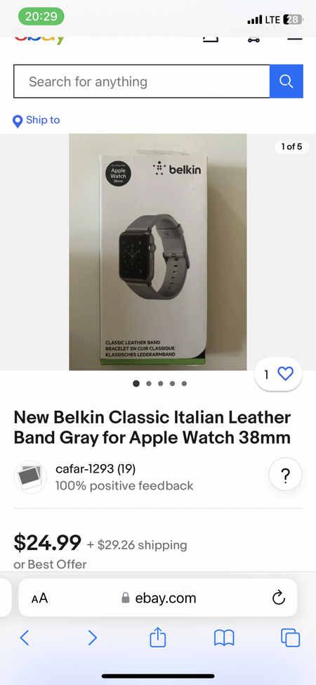 Кожаный ремешок для Apple Watch belkin оригинал