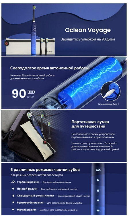 Xiaomi Oclean Voyage Зубная щётка /с двумя насадками и чехлом