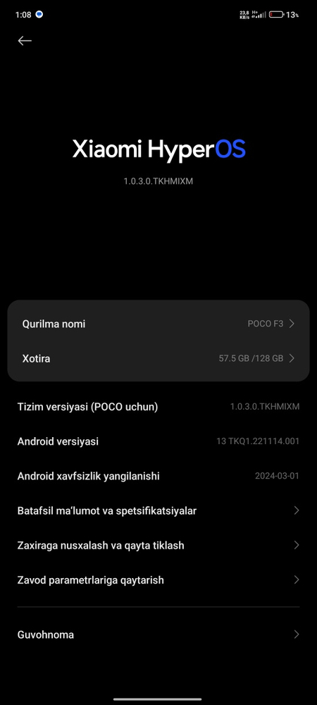 POCO F3 5G 1 28/8+8