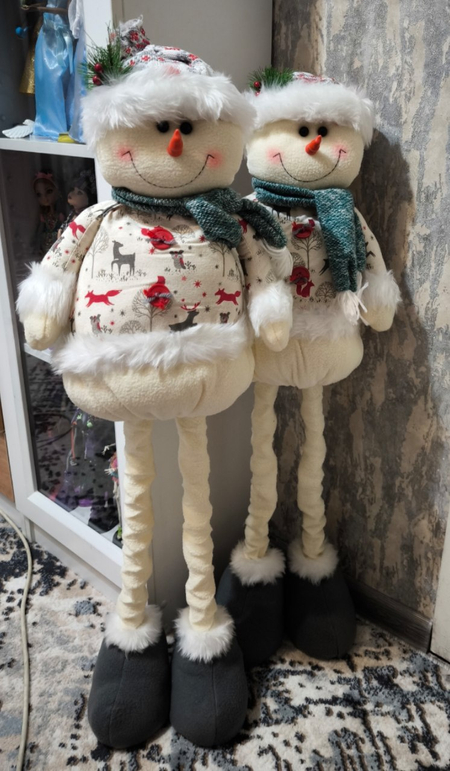 Новогодняя игрушка «Снеговик» с телескопическими ногами (50-90см)
