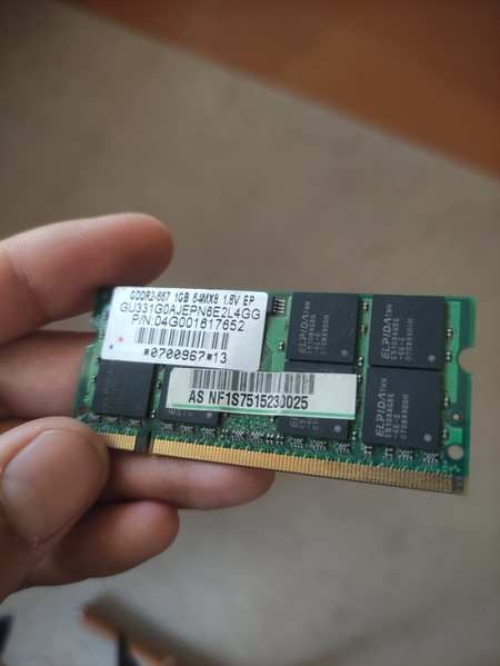 Noutbuk ddr operativkasi hotirasi: ddr2, 1GB