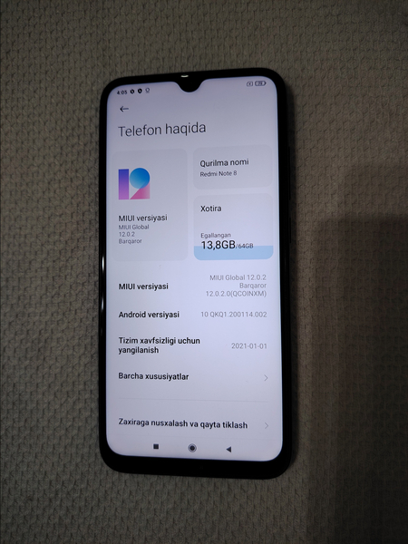 Redmi note 8  4/64GB  IDEAL yangidek