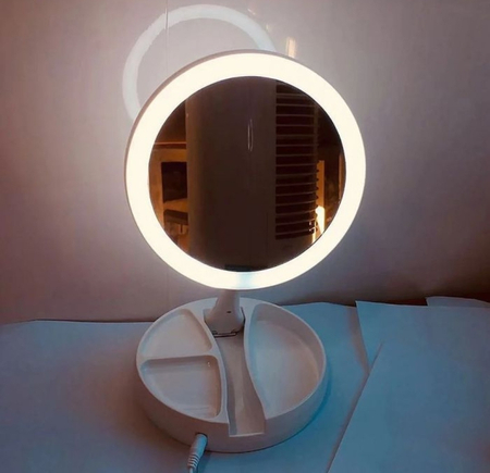 Зеркало со светодиодной подсветкой перезаряжаемая USB Fold Away Mirror