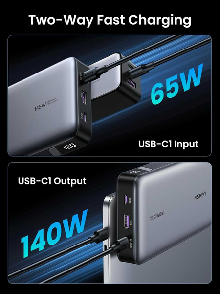 UGREEN 145W 25000mAh для ноутбука-3 порта Power Bank