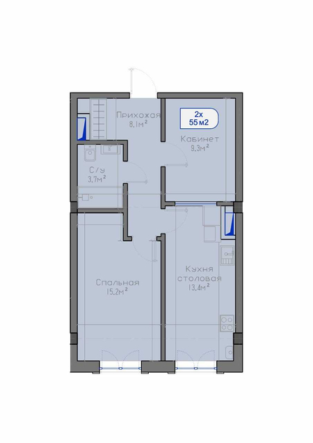 54м2 коробка вид на Шота РУставели 1 линия, ЖК Royal House