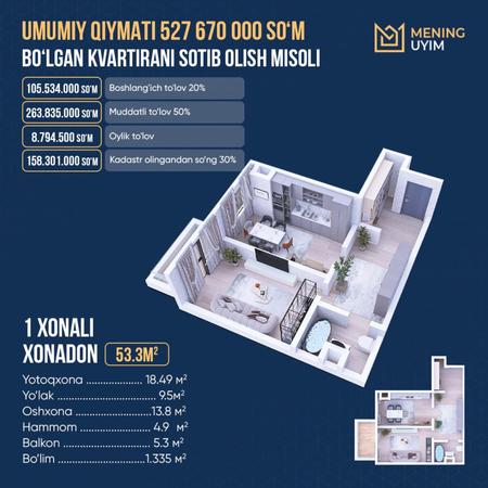 Sergeli MENING UYIM CHOSHTEPA TJMDAN - Super Aksiya 7 mlndan