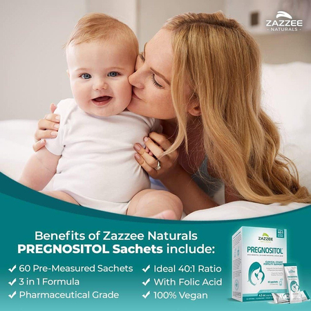 Zazzee PREGNOSITOL Смесь мио-инозитола, D-хиро-инозитола и фолиевой ки