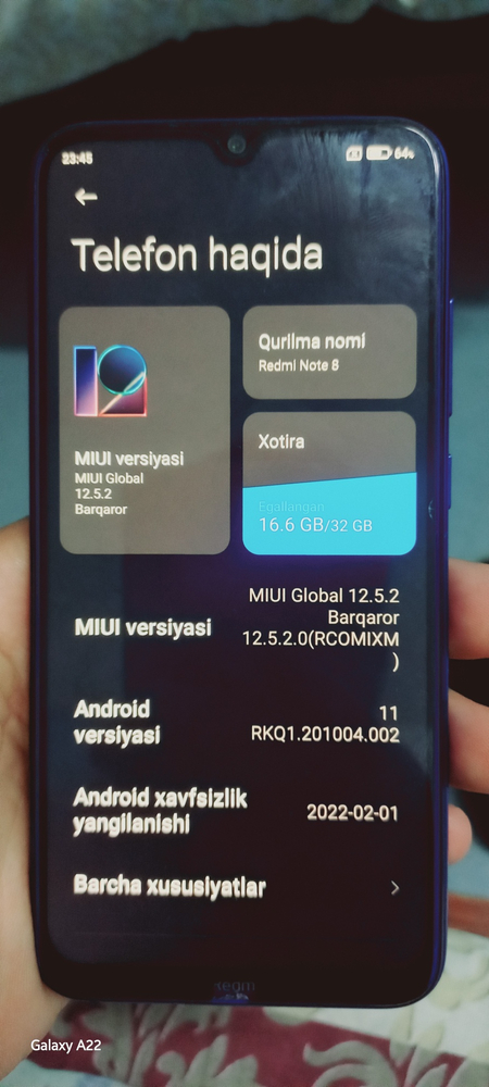 Redmi Note 8  Garantiya . bir qo‘l ishlatganman