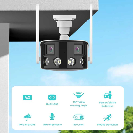 WIFI kamera  Двойная линза камера наружная 180 / Цвет ночного видения