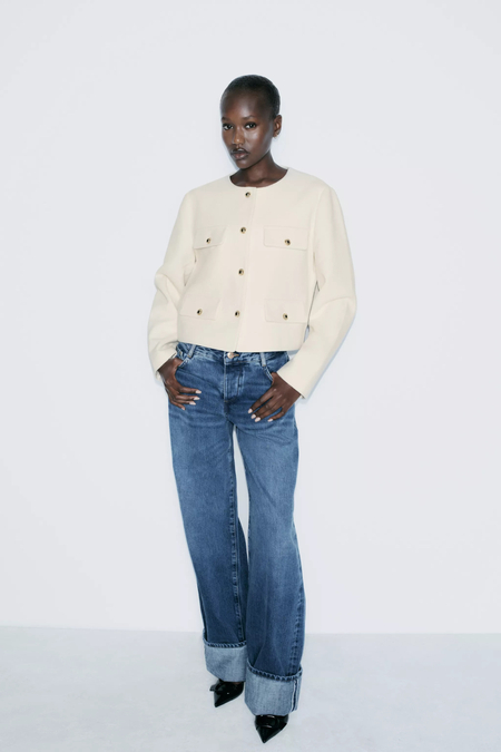 Укороченный блейзер с клапанами Zara