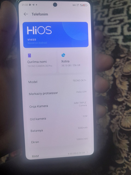 Tecno camon 20pro 8+8ga256