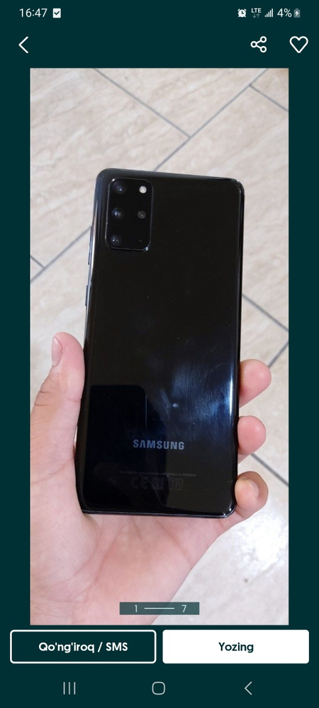 Samsung s 20 plus orqa rangi qora Amerikadan kelgan 1 yil bodi