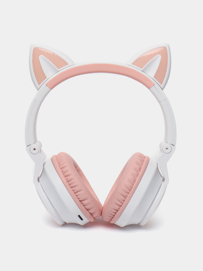 Беспроводные наушники кошачьи ушки bluetooth, aux Led FM