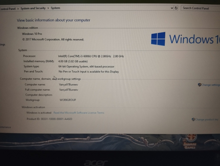Noutbuk Acer Notebook 2019 RAM 4gb/345gb
