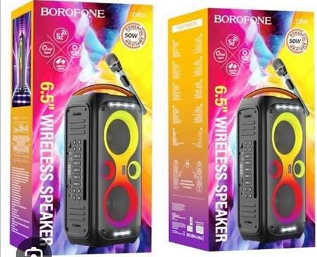 Колонка с микрофонами Borofone, портативный караоке, мощная колонка