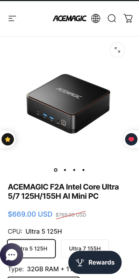 ACEMAGIC F2A мини-ПК с процессором Intel Core Ultra 5 125h DDR5