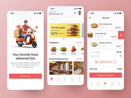 Mobil ilova - Cafe & Restourand uchun Ovqat Yetkazib berish xizmati