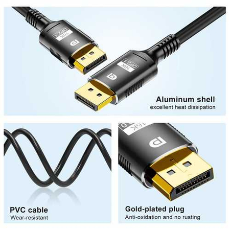 16K Kabel 80Gbps Displayport Cable for Projector Gaming Monitor
