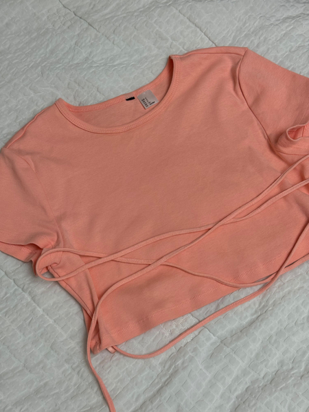 Топ H&M розовый с завязками