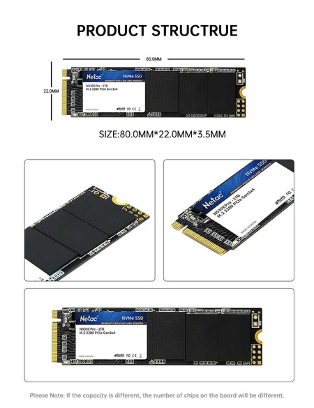 Netac SSD, 128gb, NVMe M.2 2280 PCIe Gen 3x4 Внутренний накопитель