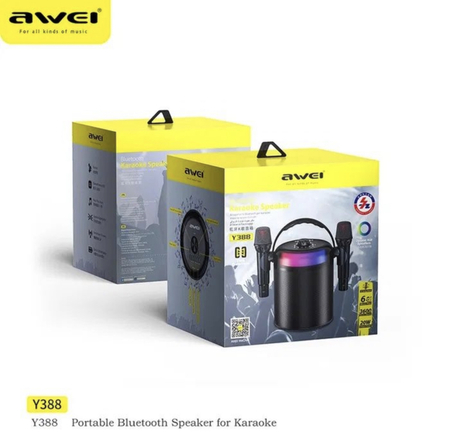 Караоке калонка Awei Y388 c двумя микрофонами