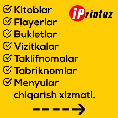 Kitob, flayer, buklet, vizitka, taklifnomalar chiqarish xizmati