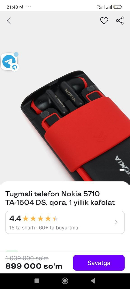 Nokia 5710 sotiladi narxi 700min