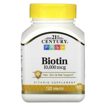 Biotin, 10,000 mcg, 120 Tabletka, 21st Century. Биотин, 10 000 мкг.