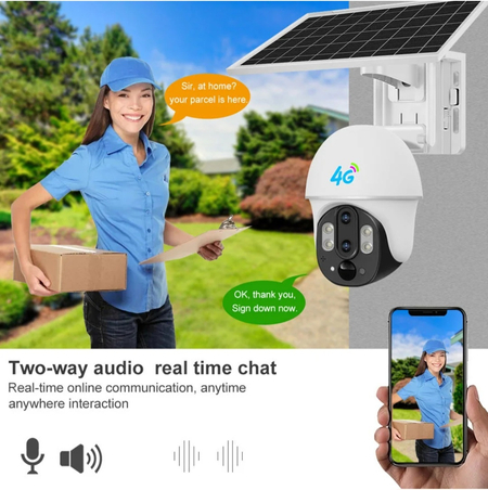 солнечной пластиной 360 Наружная 4G Солнечная камера Камера видеонаблю