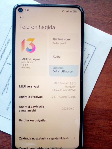 Redmi note 9   4/128 tali  karopka dak bor