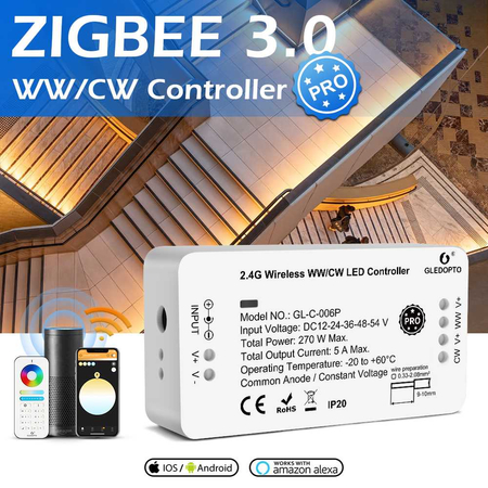 Zigbee Led контроллер Gledopto светодиодных лент CCT, Tuya, Smart Life