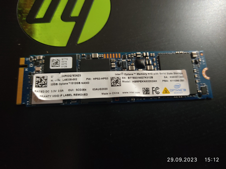 SSD 512GB NVME 32GB OPTANE orginal noutbookdan yechilgan
