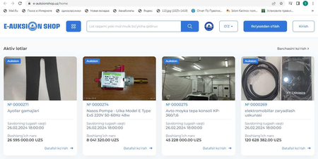 e-auksion.uz va e-auksionshop.uz saytlarida xizmatlarni taklif qilamiz