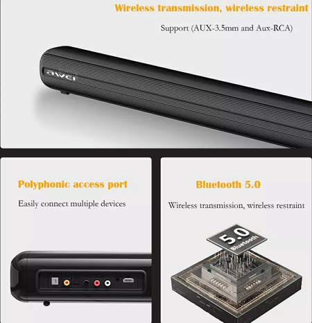 AWEI Y520 домашний кинотеатр 100 Вт Bluetooth саундбар с сабвуфером