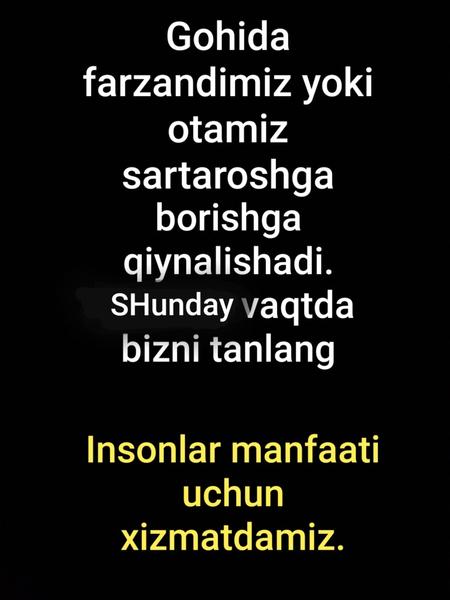 Sartaroshlik xizmati (Xonadoningizda)