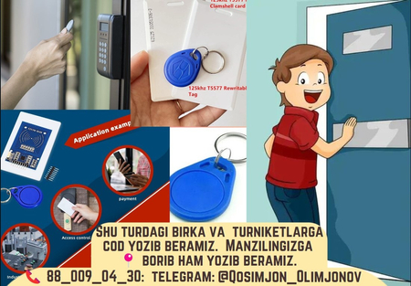 Damafon qulflaru uchun Turniket rfidga kod yozib beramiz