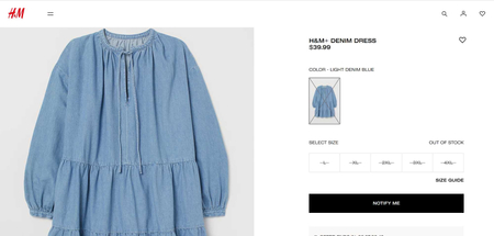 Новое джинсовое платье H&M, размер 3XL/4XL (60/68)