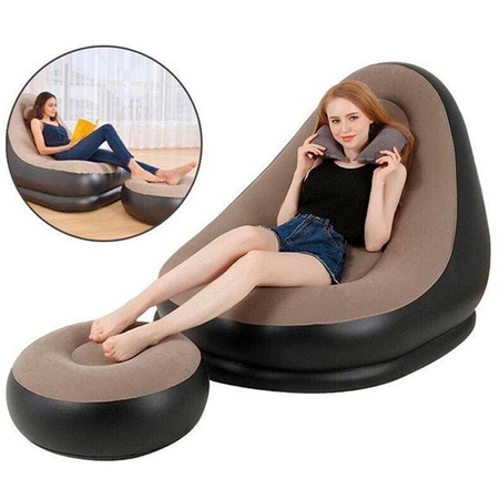 Доставка бесплатная Надувной диван с пуфом Air Sofa - 99х130х76см