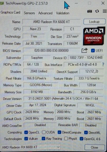 Видеокарта Sapphire AMD Radeon RX 6600 XT NITRO+