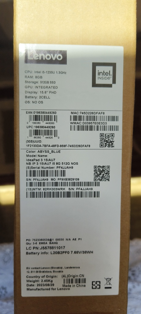 Продам Ноутбук Lenova IdeaPad 3 15.6