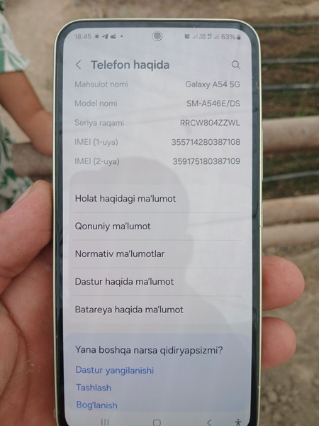 Samsung A54 8 256 garantyali