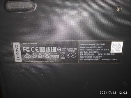 Продается ноутбук Lenovo Ideapad 130-15IKB