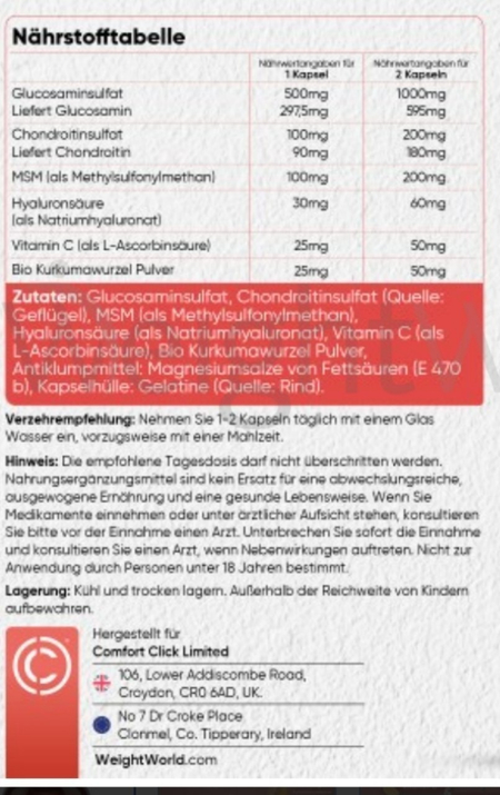 GLUCOSAMIN + CHONDROITIN + MSM Глюкозамин + Хондроитин Германия