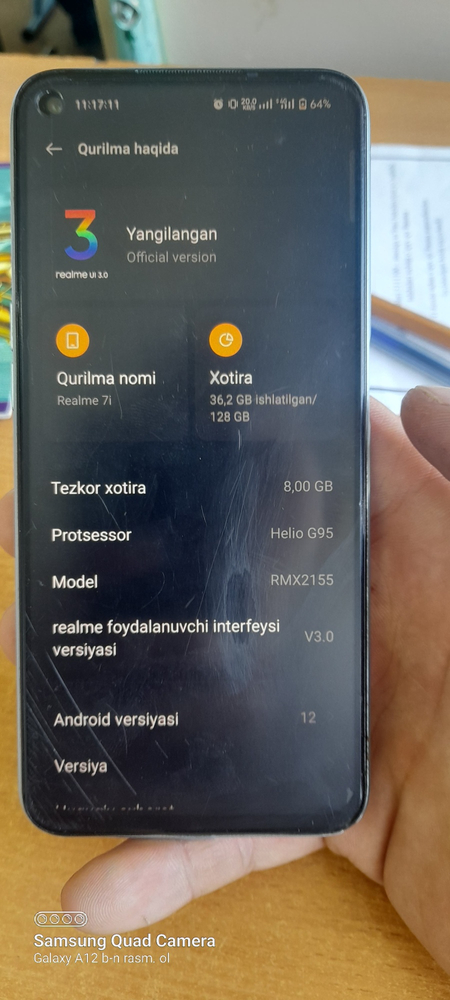 Realmi 7 i  8/128 xotirasi