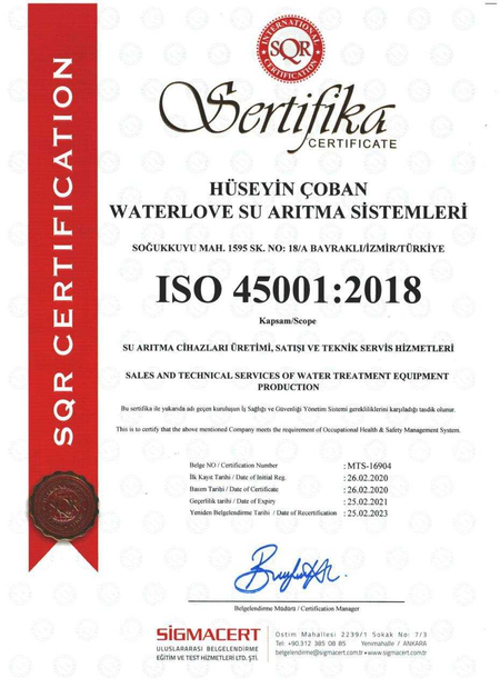 Suv Filtr Halolik sertifikatiga ega Turkiyada yig‘ilgan (Germaniya te)