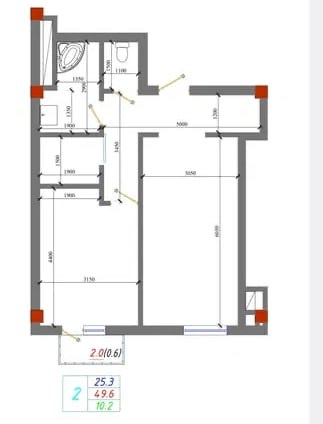 ЖК RIVER SIDE А.Югнакий ТТЗ Коробка 2-комнатная 52 м2 Кадастр есть